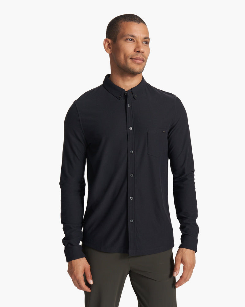 Long Sleeve Ace Button Down Black